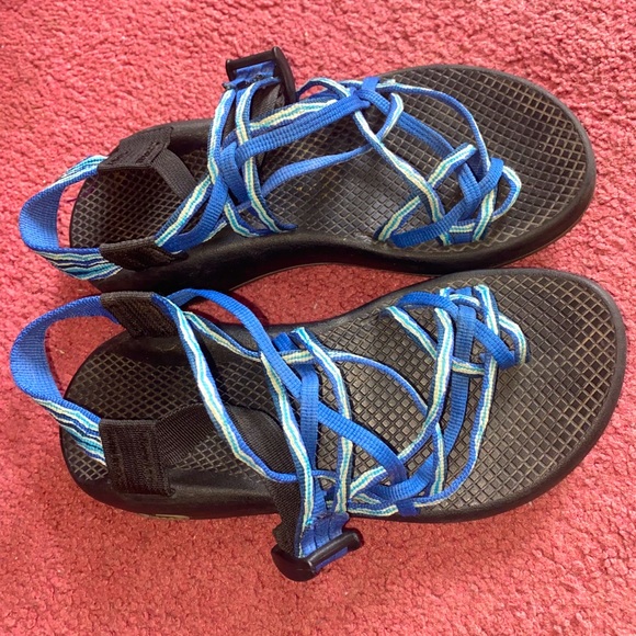 Chaco | Shoes | Triple Strap Blue Chacos | Poshmark